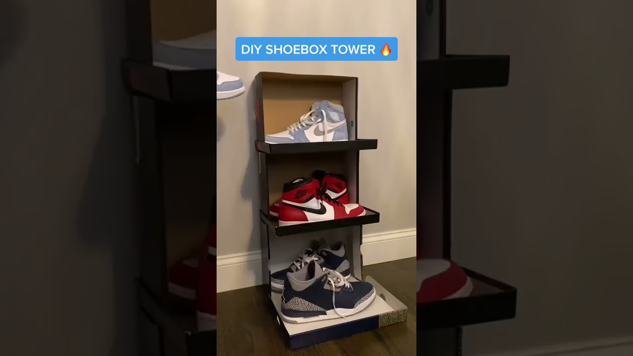 DIY Shoebox Tower 🔥 #MotivatedByMylan | Sneaker storage hack Jordan Nike Sneakerhead Shoe Display