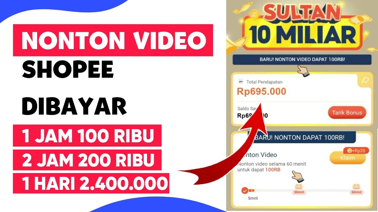 Baru! Nonton Video Di Shopee Dibayar 100 Ribu Per Jam - Cara Dapat Uang Dari Internet