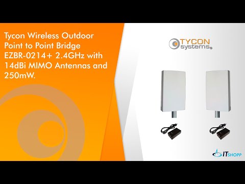 Tycon Wireless Outdoor Point to Point Bridge EZBR-0214+ 2.4GHz with 14dBi MIMO Antennas and 250mW