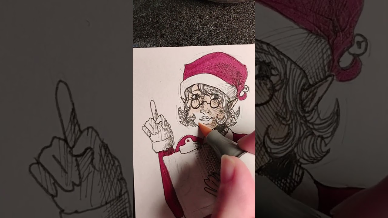 Elf Drawing! See DESC for more!! #holiday #art #artscraft #paintingdrawing #markers #sketch #drawing