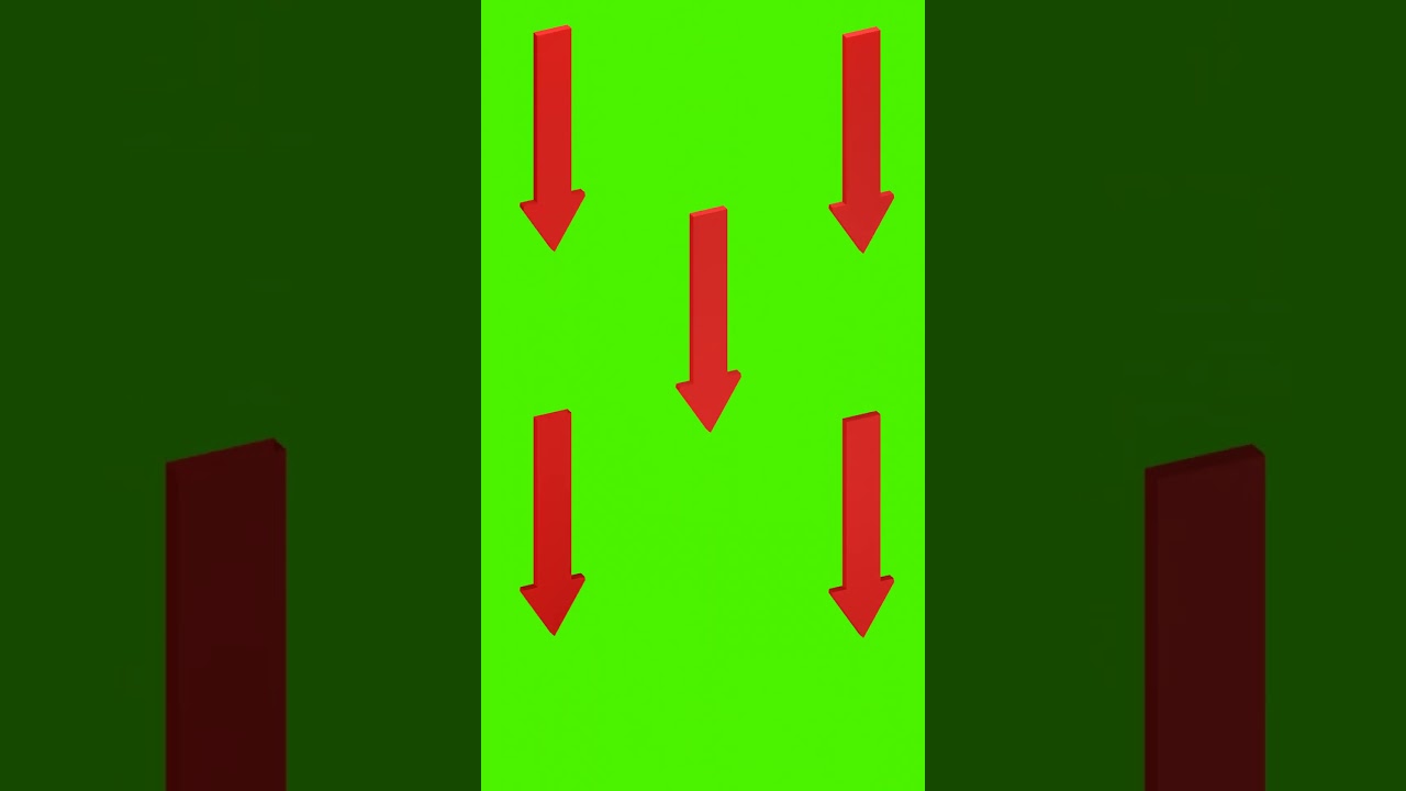 3D Green Screen Animation of Red Arrows Moving Down #greenscreen #3danimation #3dobject #Shorts