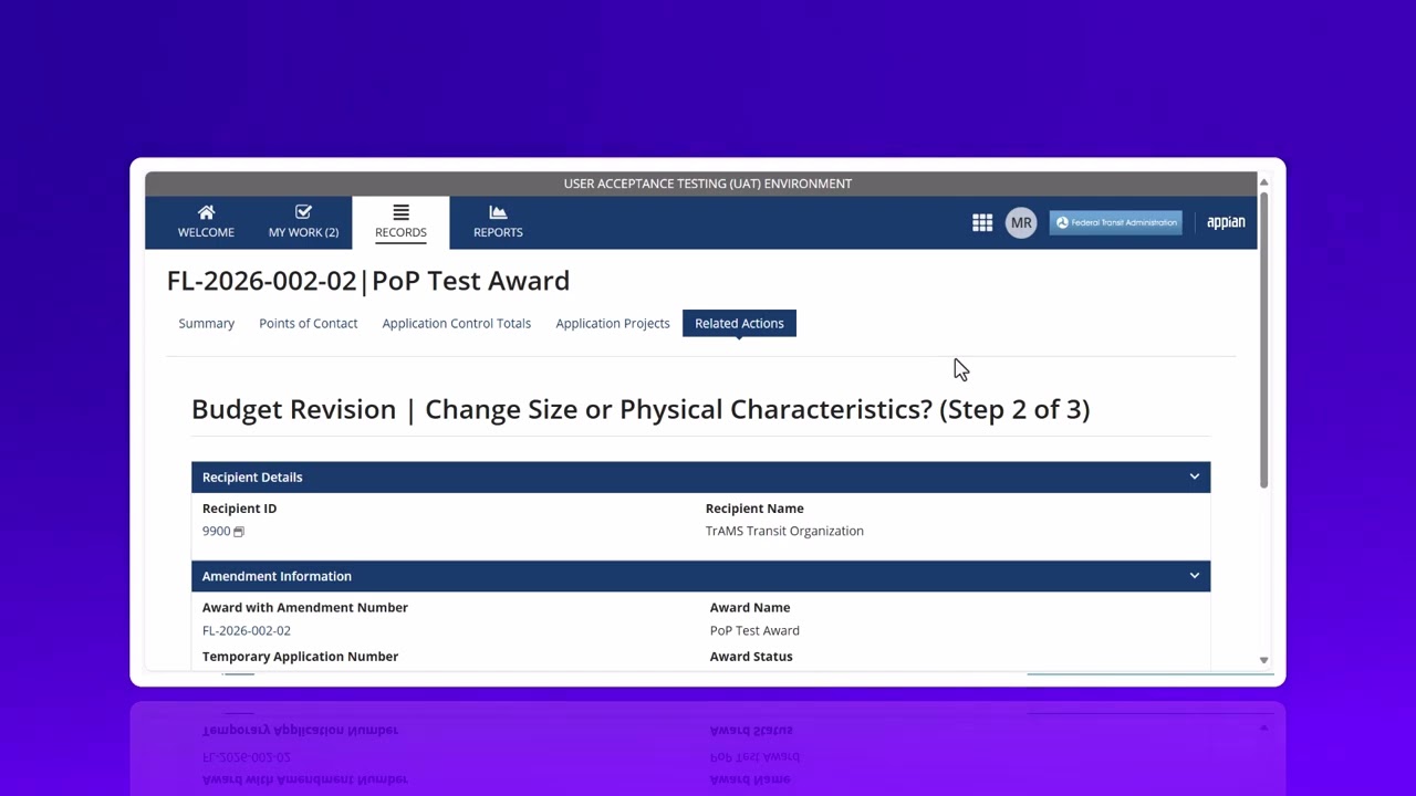 TrAMS Period of Performance Update Training