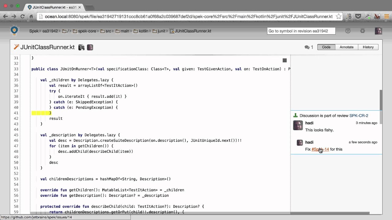 Code review with JetBrains Upsource
