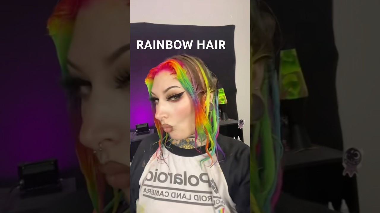 RAINBOW HAIR 🌈 #rainbowhair #rainbowhaircolor  #haircolor  #hairdye #hairdyeing #neonhair