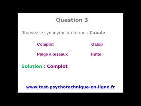 Synonymes, aptitudes verbales série #1 : Test psychotechnique