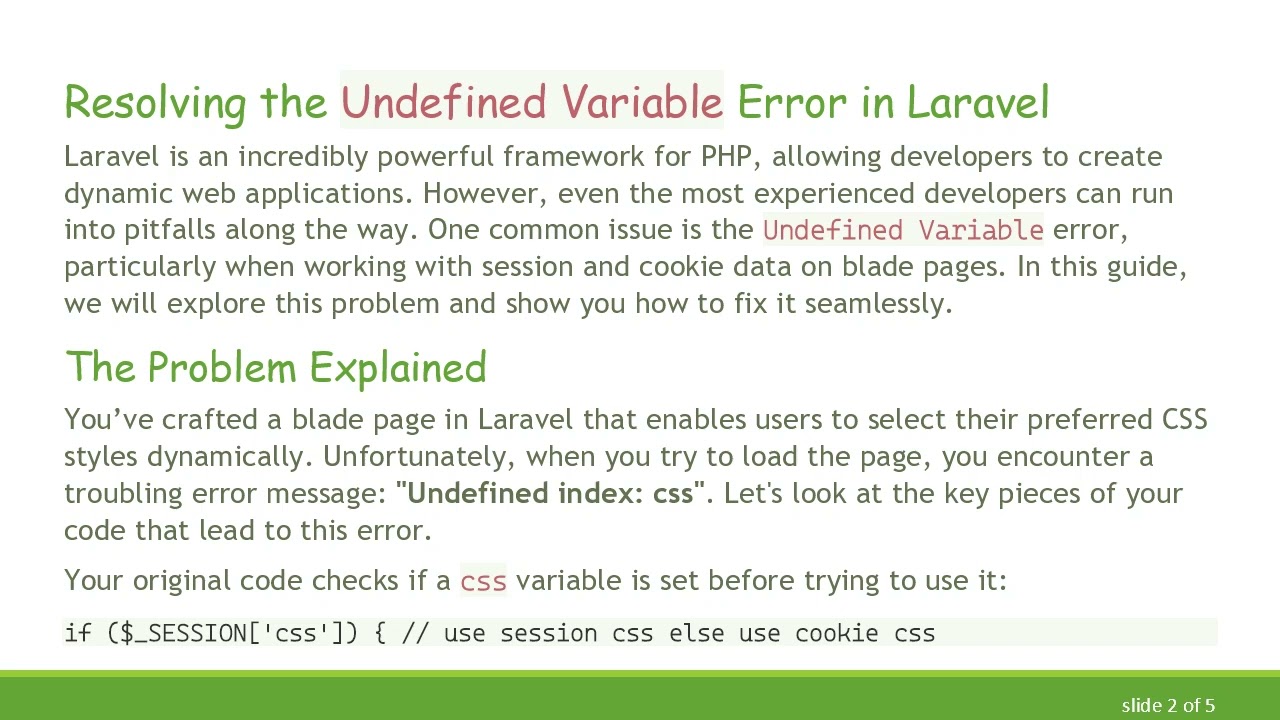 How to Fix the Undefined Variable Error in Laravel
