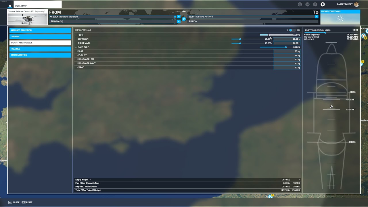 Weight & Balance and Customisation Menus Auto Resetting Before Flight ...