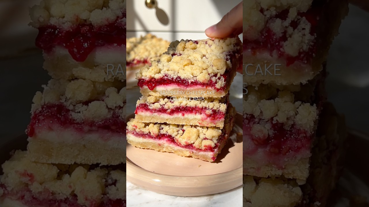 Raspberry Cheesecake Crumble Bars!