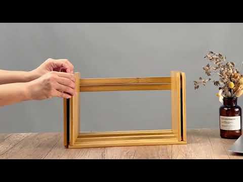 JANKOW Yellow Bamboo Desktop Bookshelf, Adjustable Book Rack, Desk Storage Organizer#deskorganizer