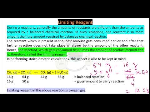 Limiting Reagent, Class - 11, Unit - 1, NCERT Chemistry