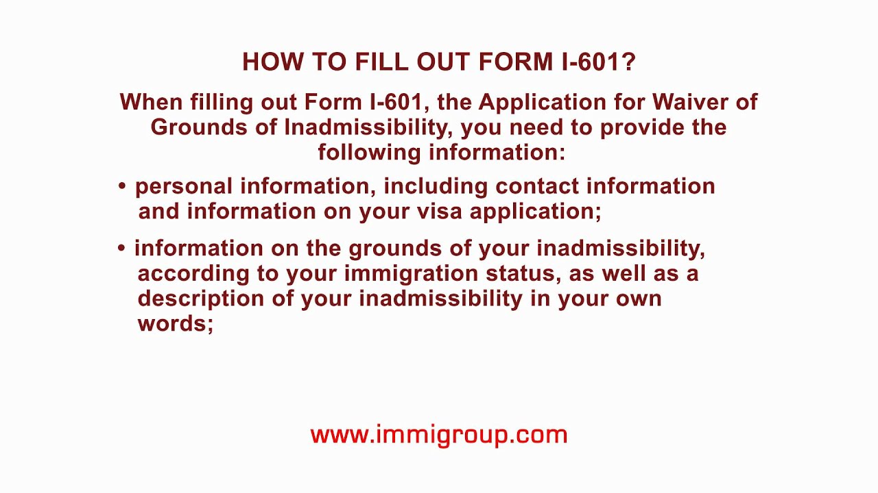 How to fill out Form I-601?