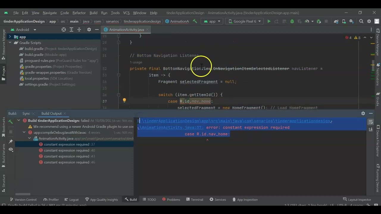 How to fix constant expression required on Switch Statement | Switch Case Error | Android Studio