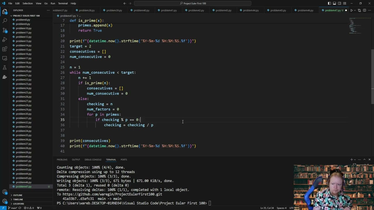 Project Euler Problem 47: Distinct Primes Factors