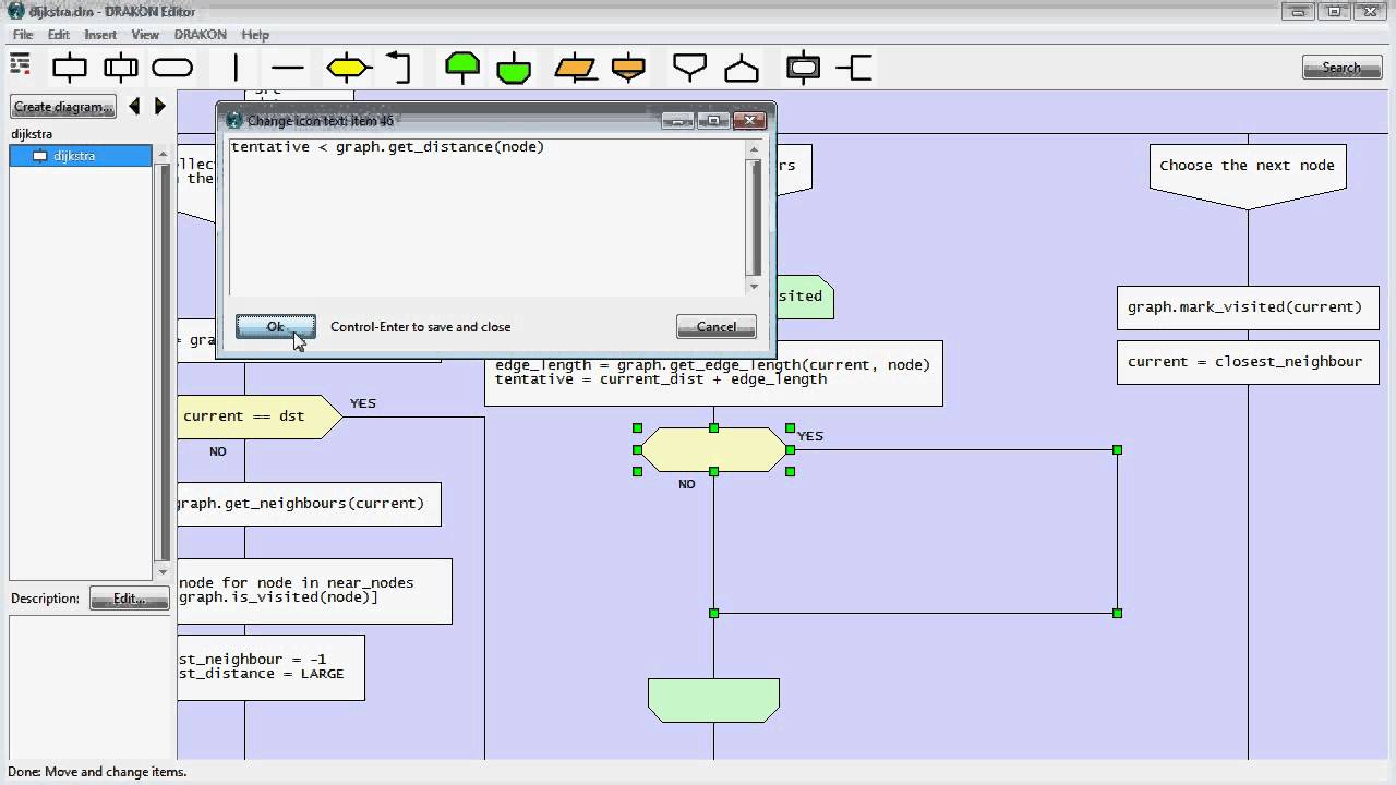 DRAKON Editor and Dijkstra's algorithm