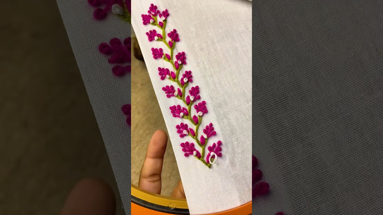 Beautiful flower border embroidery #shorts #trending #viral #new #youtubeshorts #foryou #art