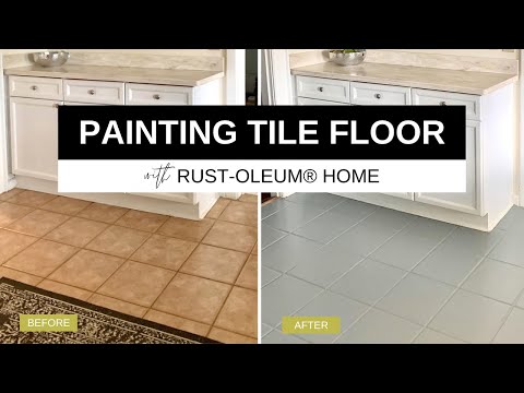 Painting my (ugly) kitchen tile floor with Rust-Oleum RockSolid Home | Floor paint tutorial