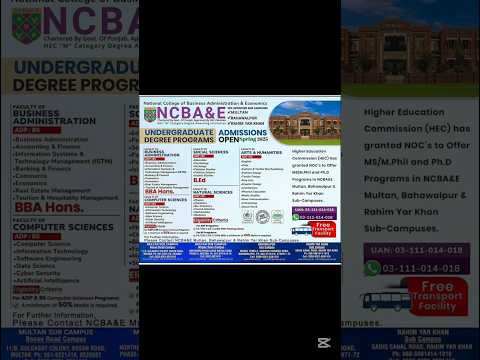 NCBA & E Spring Admissions 2025 #ncba #lahoreuniversity #admissionsspring2025