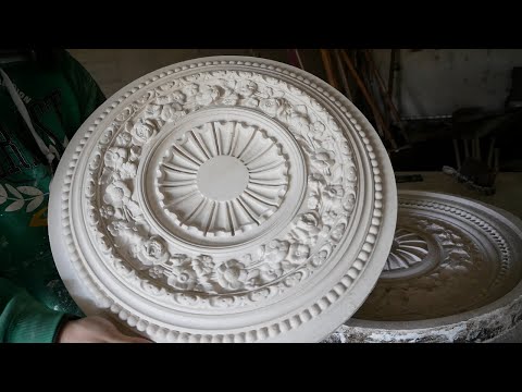 Making large beautiful ceiling rose floral ring artistic fibrous plaster mould Victorian Georgian