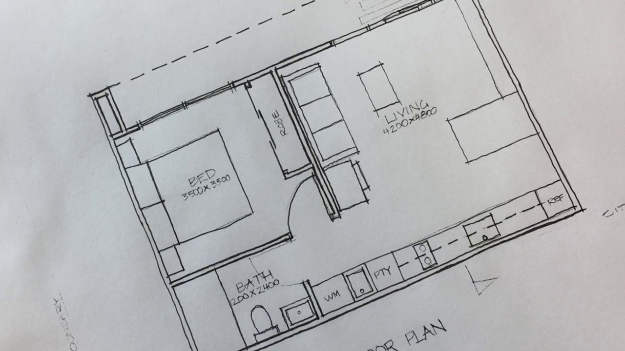 Architectural linework on plans elevations and section