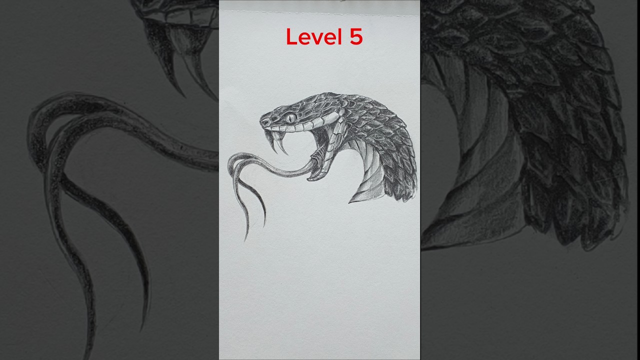 Drawing snake level 0-7 🐍😱 #snake #drawing #art #artist #level0 #shorts