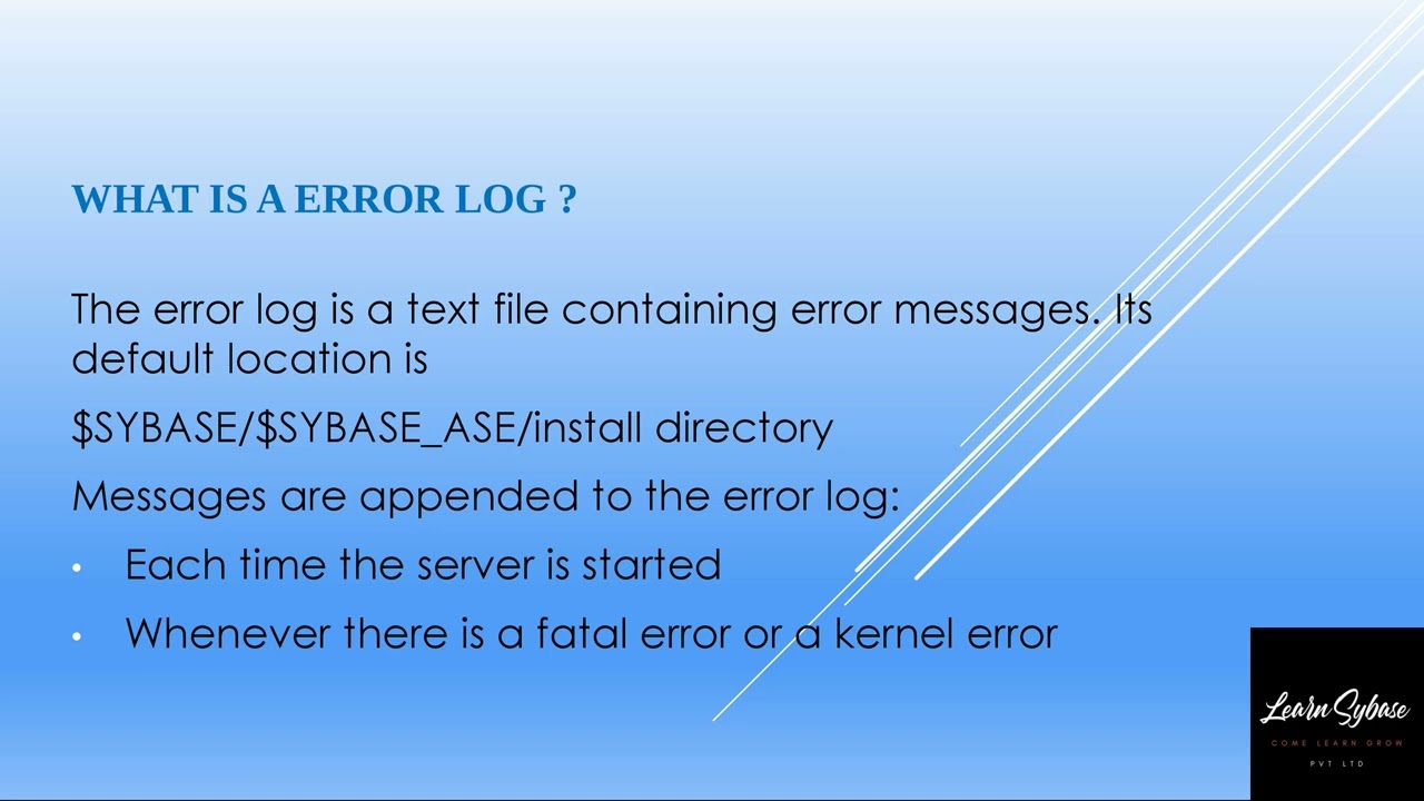 Sybase What is a Error Log