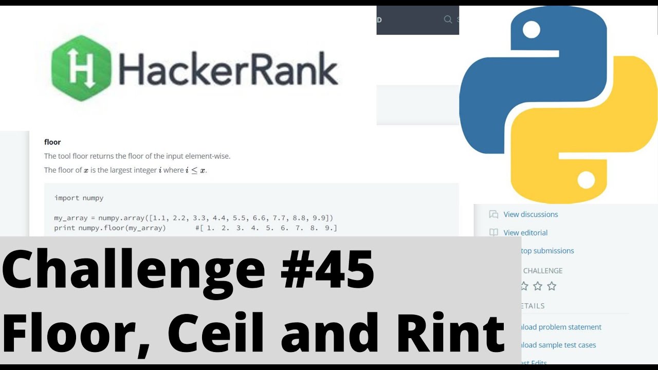 Hackerrank Python | Challenge #45 | Floor, Ceil and Rint