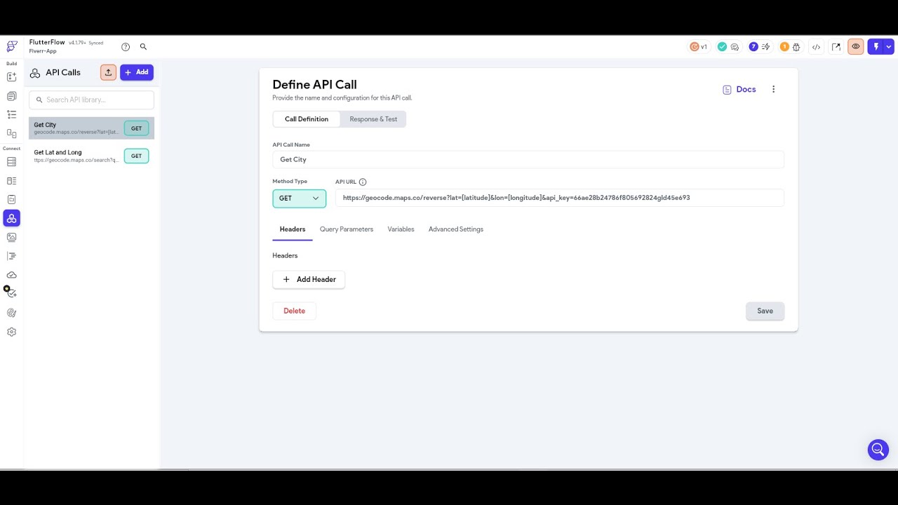 Reverse Geocoding API with Flutterflow