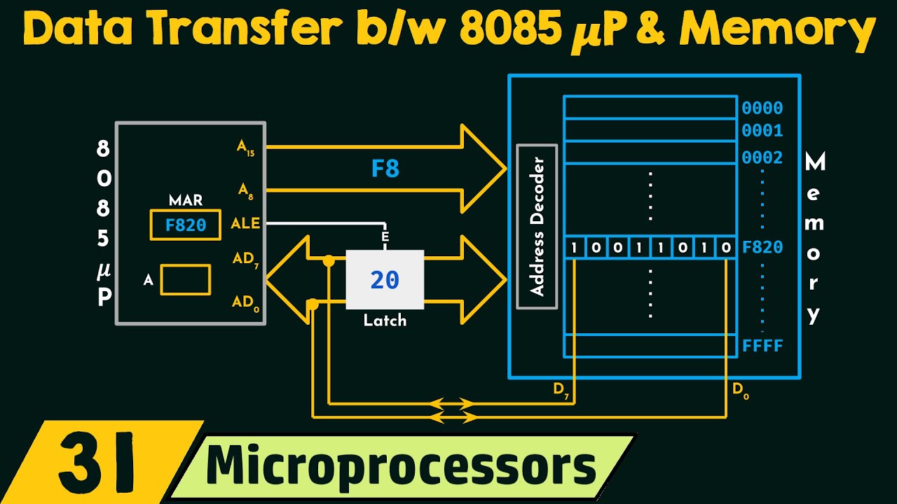 Data Transfer between 8085 Microprocessor and Memory