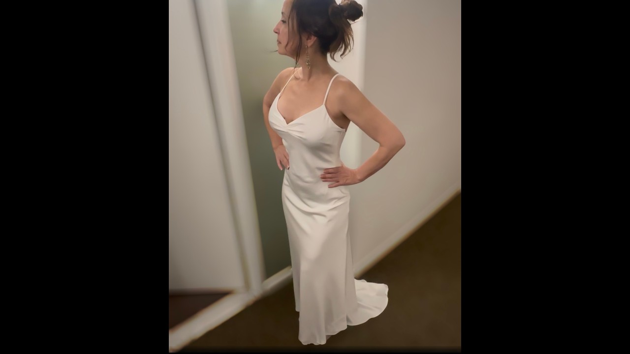 David's Bridal Matte Satin Spaghetti Strap Slip Dress