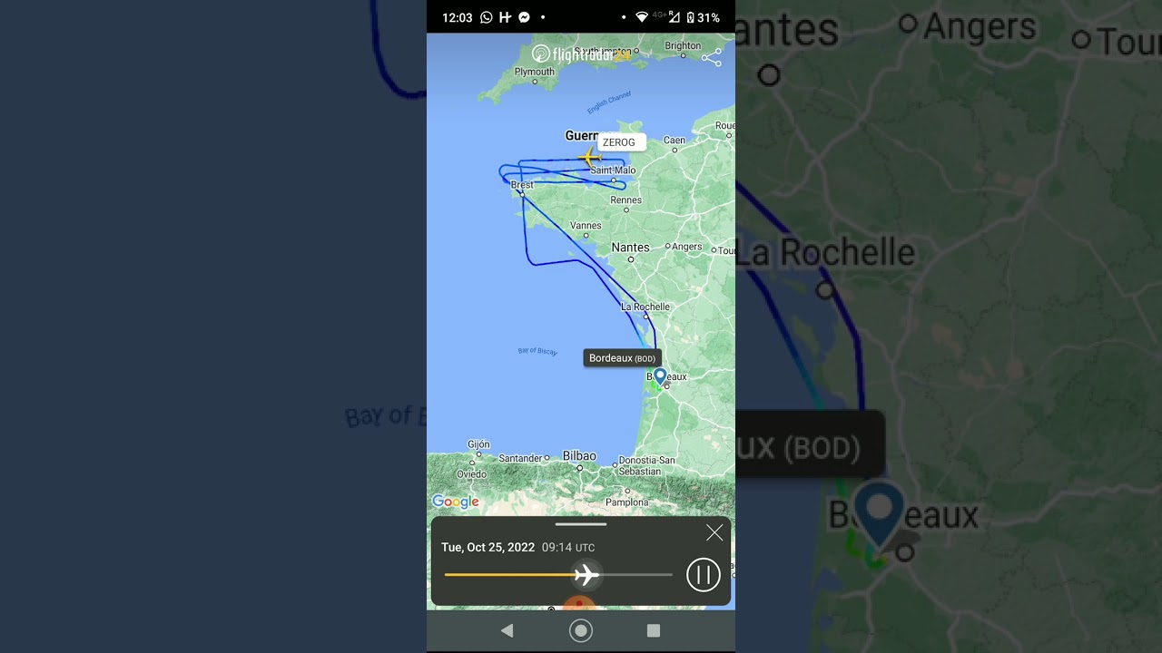 The Flight Path for the first flight in The 79th ESA Parabolic Flight Campaign