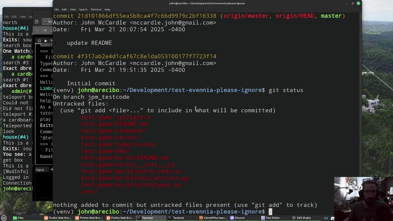 Multi-User Dungeon (MUD) - Evennia + Git Pull Requests introduction