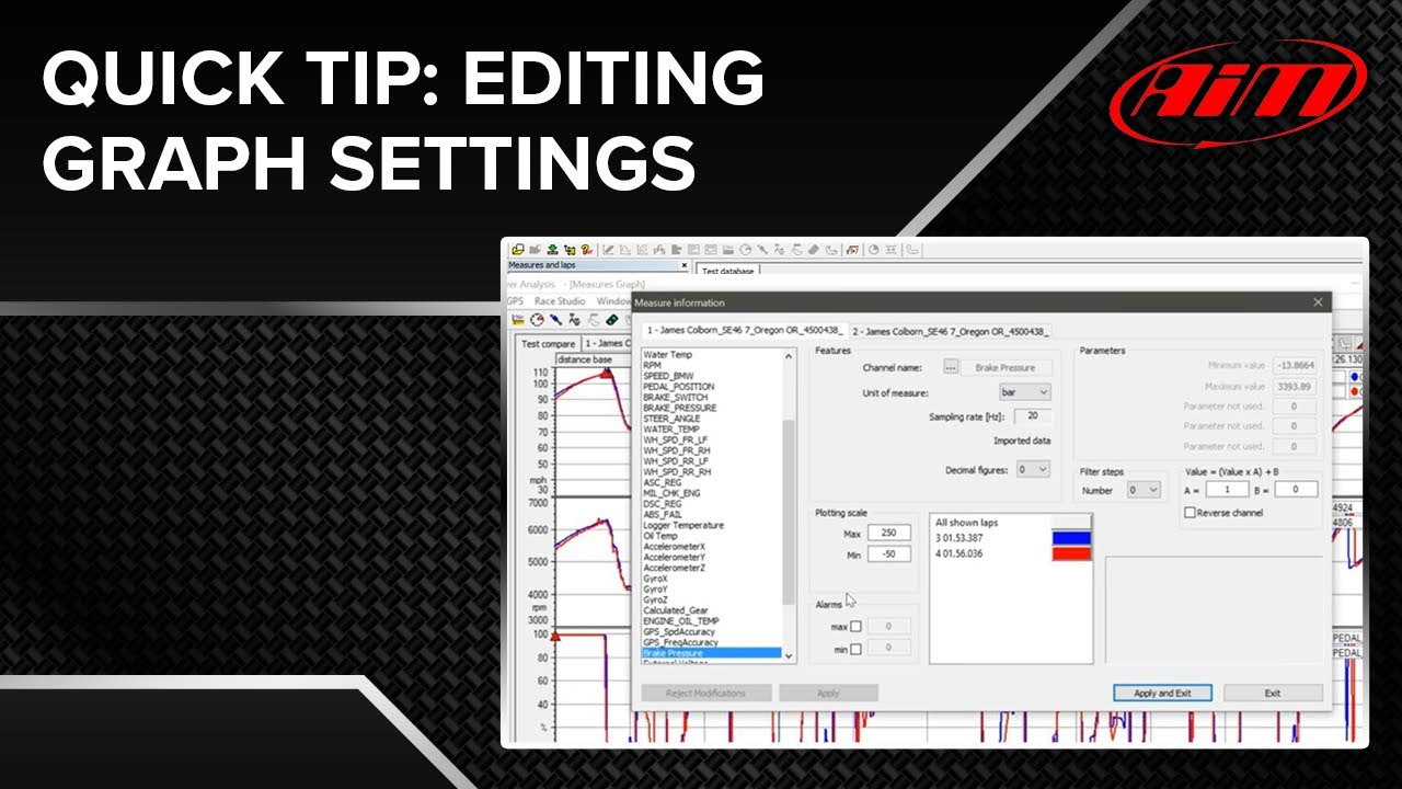 AiM Race Studio Analysis - Quick Tip - Editing Graph Settings