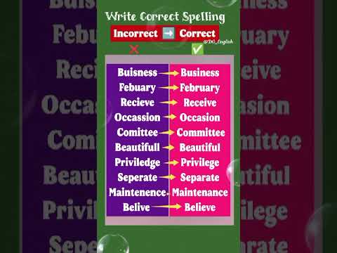 Write Correct Spelling | Common Spelling Error | Incorrect To Correct English Spelling