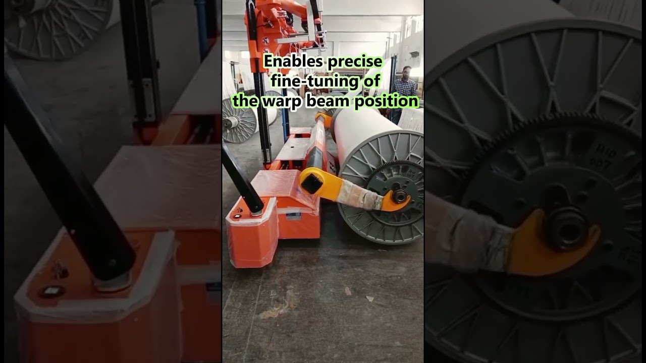 Electrically driven operation ensures precise and effortless warp beam handling.