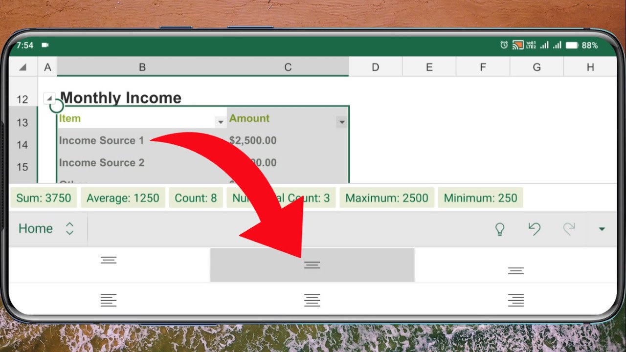 Text Alignment in Excel Android App