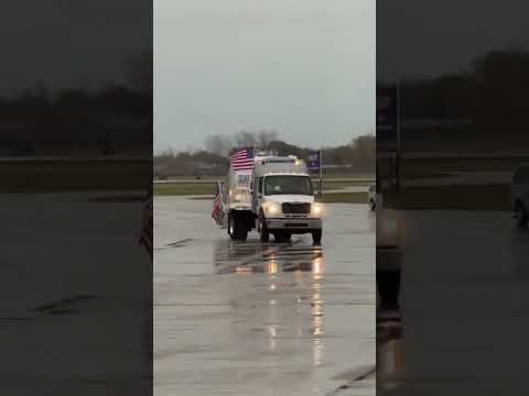 Donald Trump in the garbage truck in Green Bay, Wisconsin