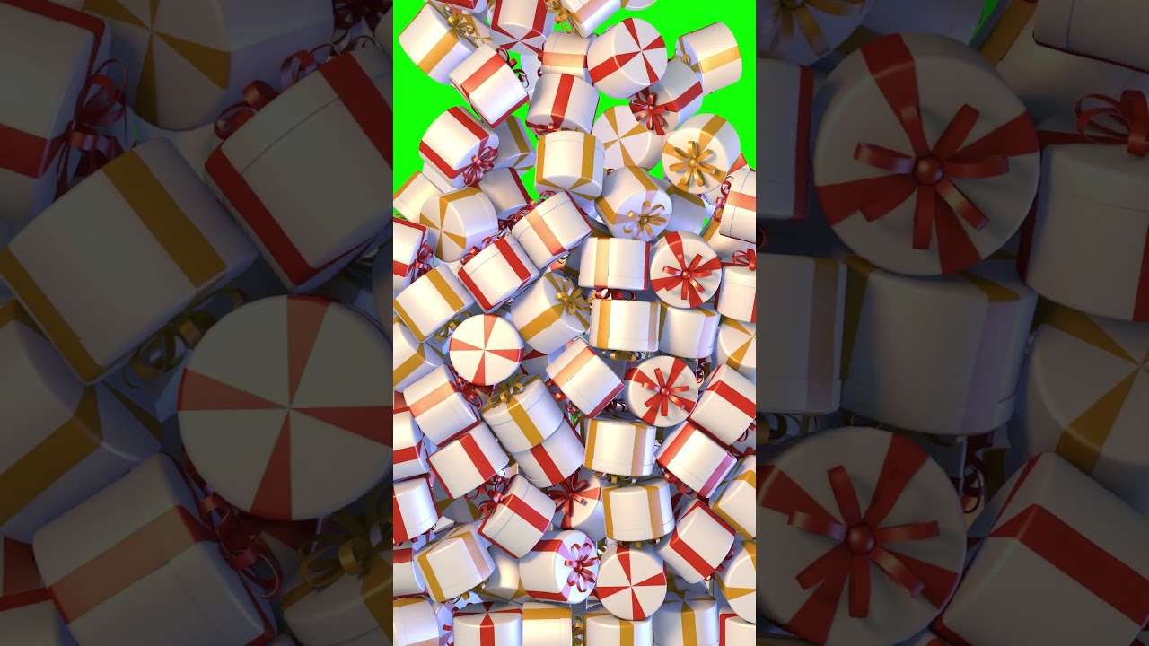 Green Screen Christmas gifts falling effect