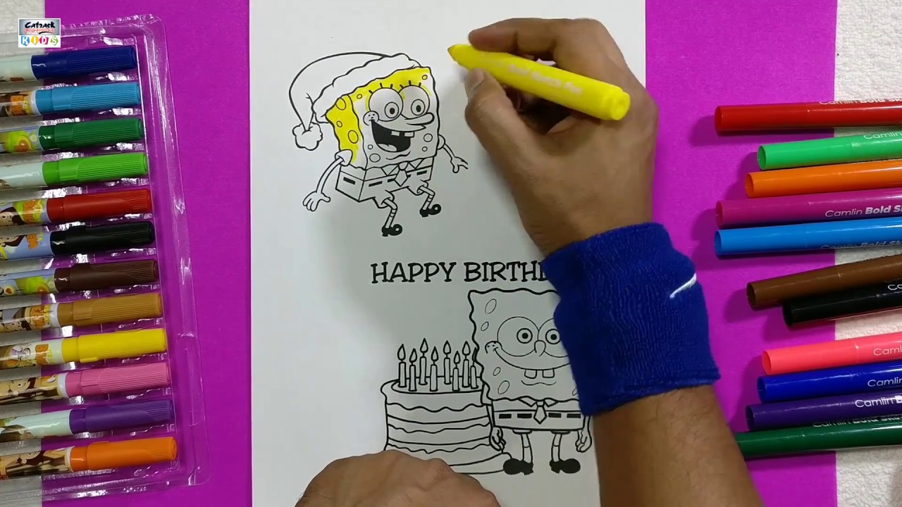 Fun SpongeBob Coloring Activities - Kids Learning Rainbow Colors Art