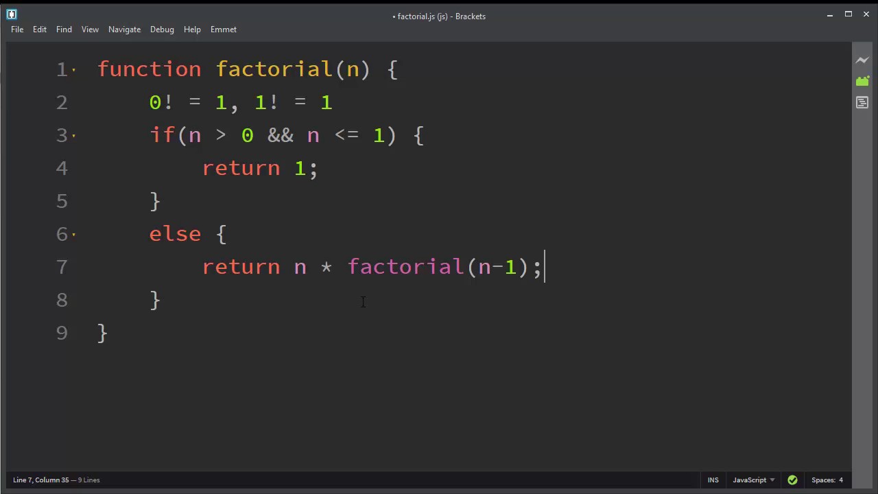 How to Make a Factorial Function in JavaScript by using Recursion