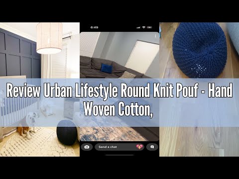 Review Urban Lifestyle Round Knit Pouf - Hand Woven Cotton, Navy