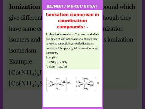 Ionisation isomerism in coordination compounds | jee |Neet| Bitsat