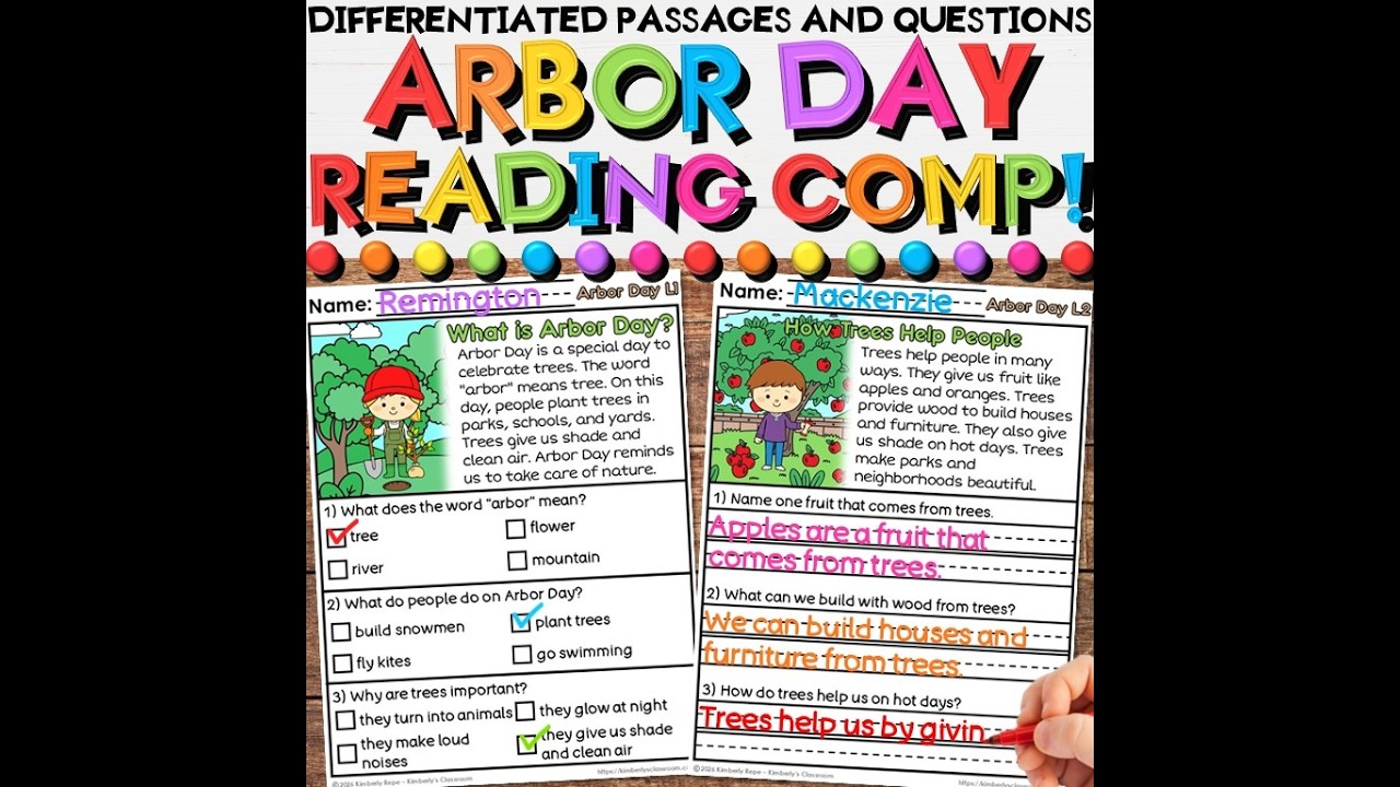 Arbor Day Reading Comprehension Passages - Informational Tree Writing Activities