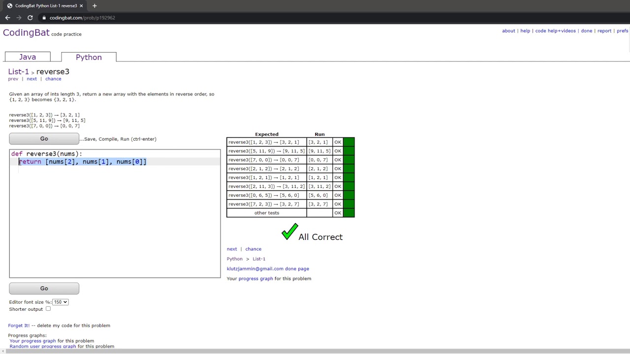 List-1 (reverse3) Python Tutorial || Codingbat.com