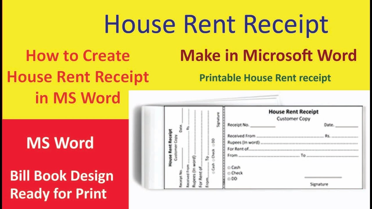Make Printable House Rent Receipt  in MS Word | Word Tutorial |