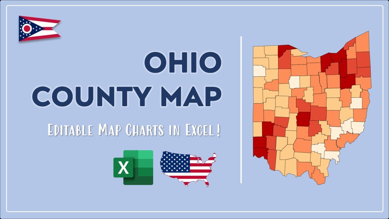Ohio County Map in Excel - Counties List and Population Map