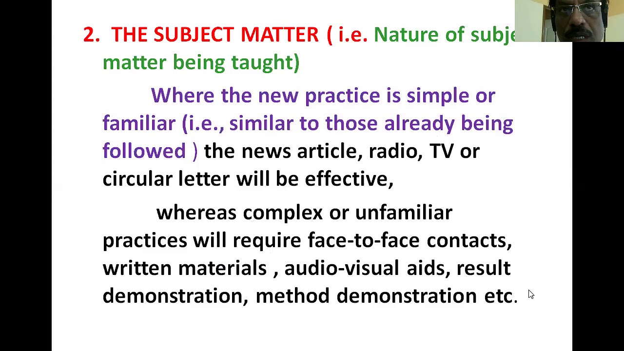 AEX 103 Class 11 Extension Teaching Methods Factors influencing