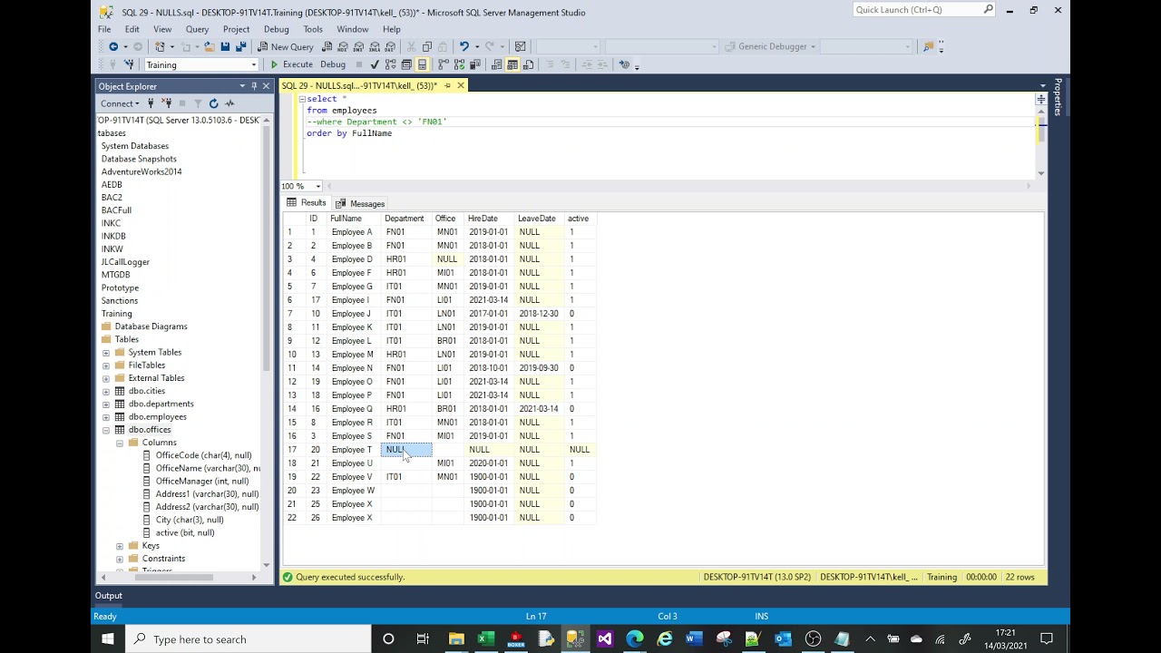 SQL - An introduction to NULLS