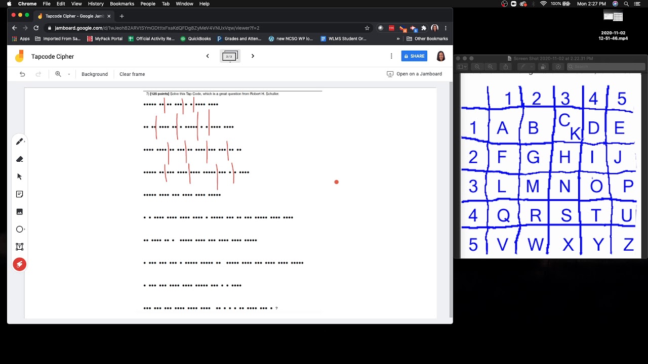Tapcode Cipher for Codebusters A