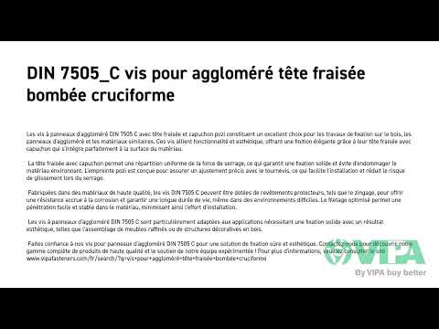 DIN 7505_C vis pour aggloméré tête fraisée bombée cruciforme