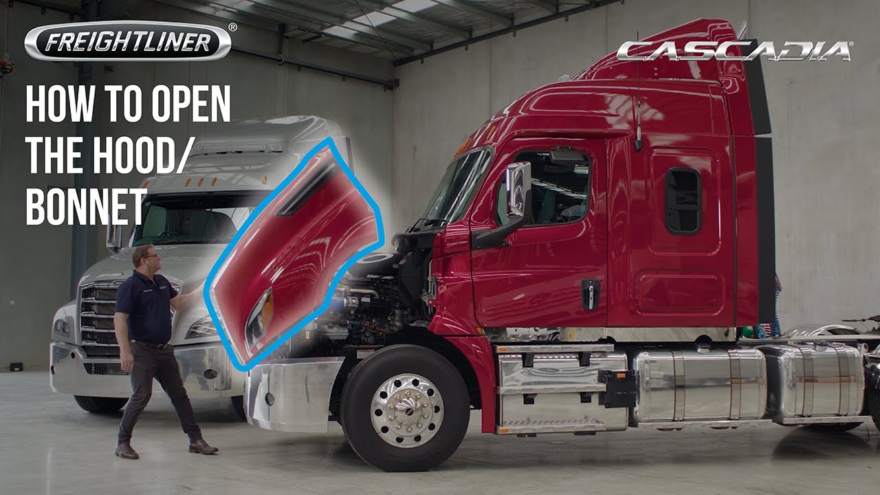 Freightliner Cascadia Instructional Video - Opening the Hood / Bonnet